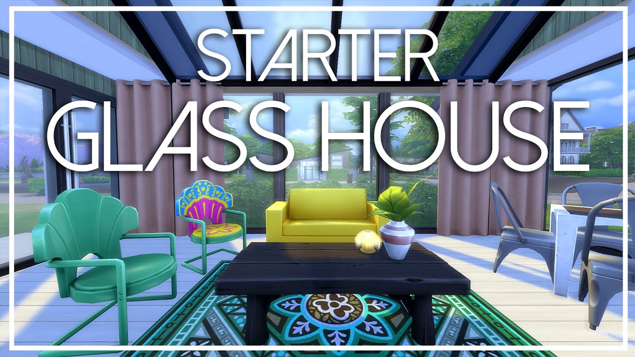 Starter Glass House - The Sims 4 Speed Build - YouTube