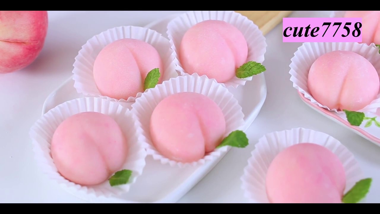 peach Mochi rice cake /daifuku桃子雪梅娘 - YouTube