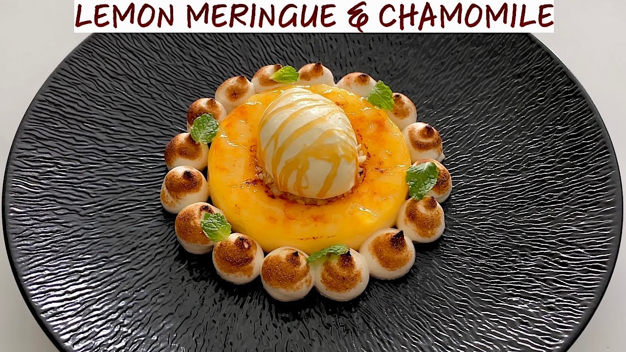 Fine Dining Lemon Meringue Dessert - Lemon Curd, Black Tea Meringue ...