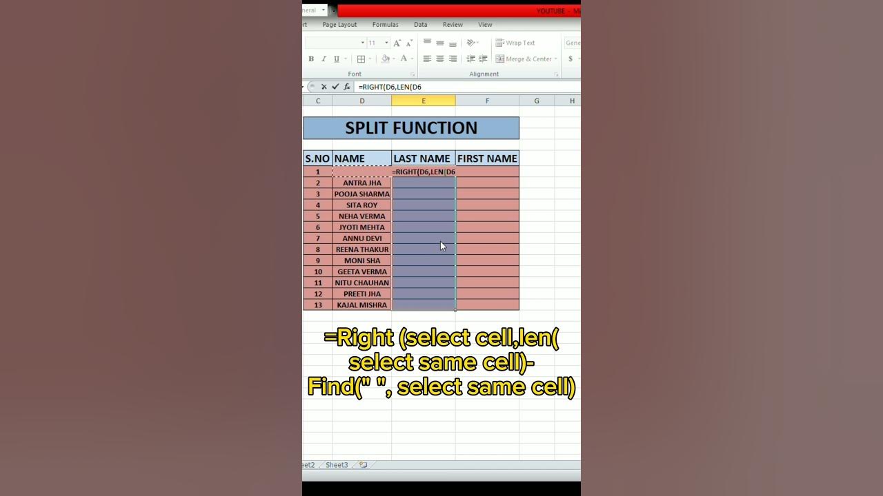 Split Function Shorts Youtube Exceltips Exceltech New Excel Computer Excelworld