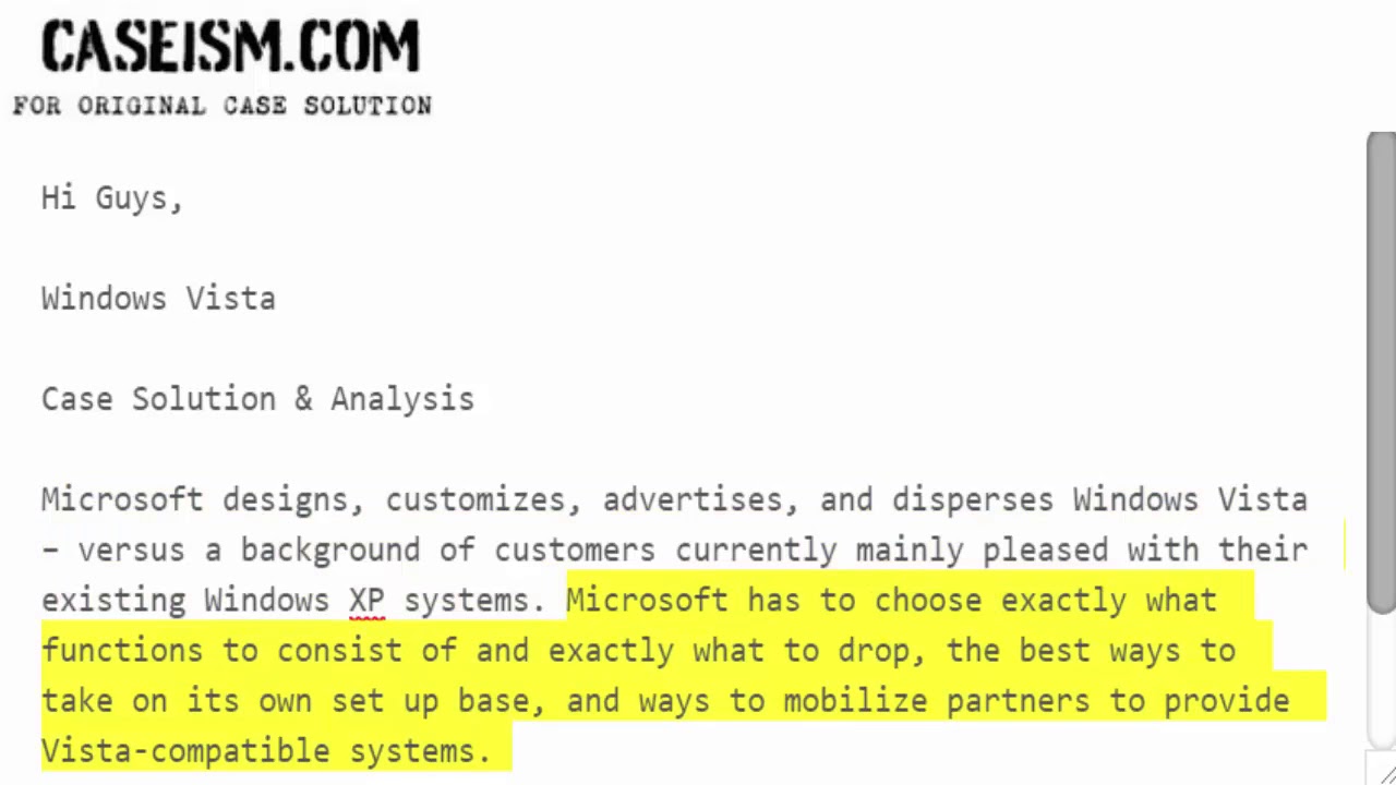 Windows Vista Case Solution & Analysis Caseism.com - YouTube