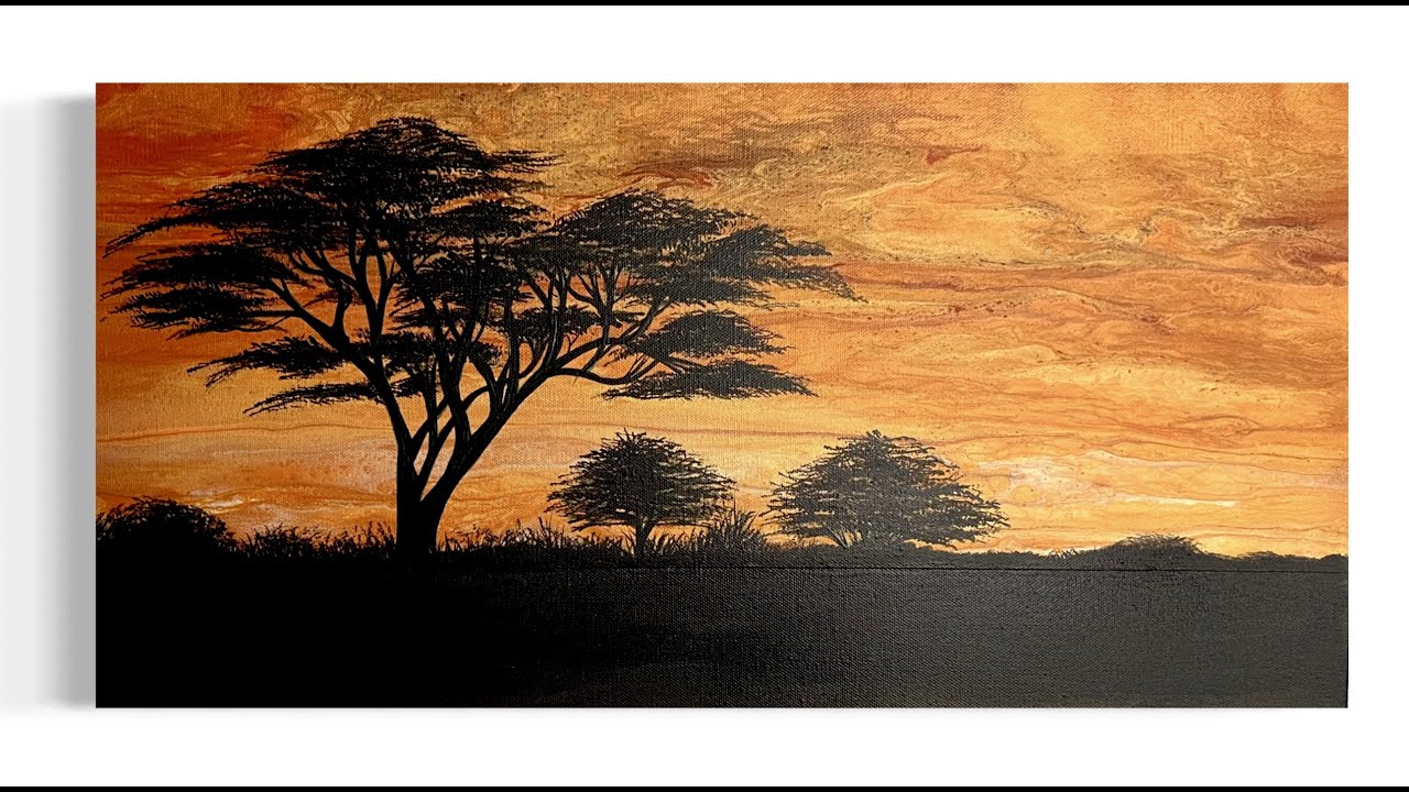 My Shady Lady Tree with a Florida Sunset Acrylic Pour Acrylic Pour ...