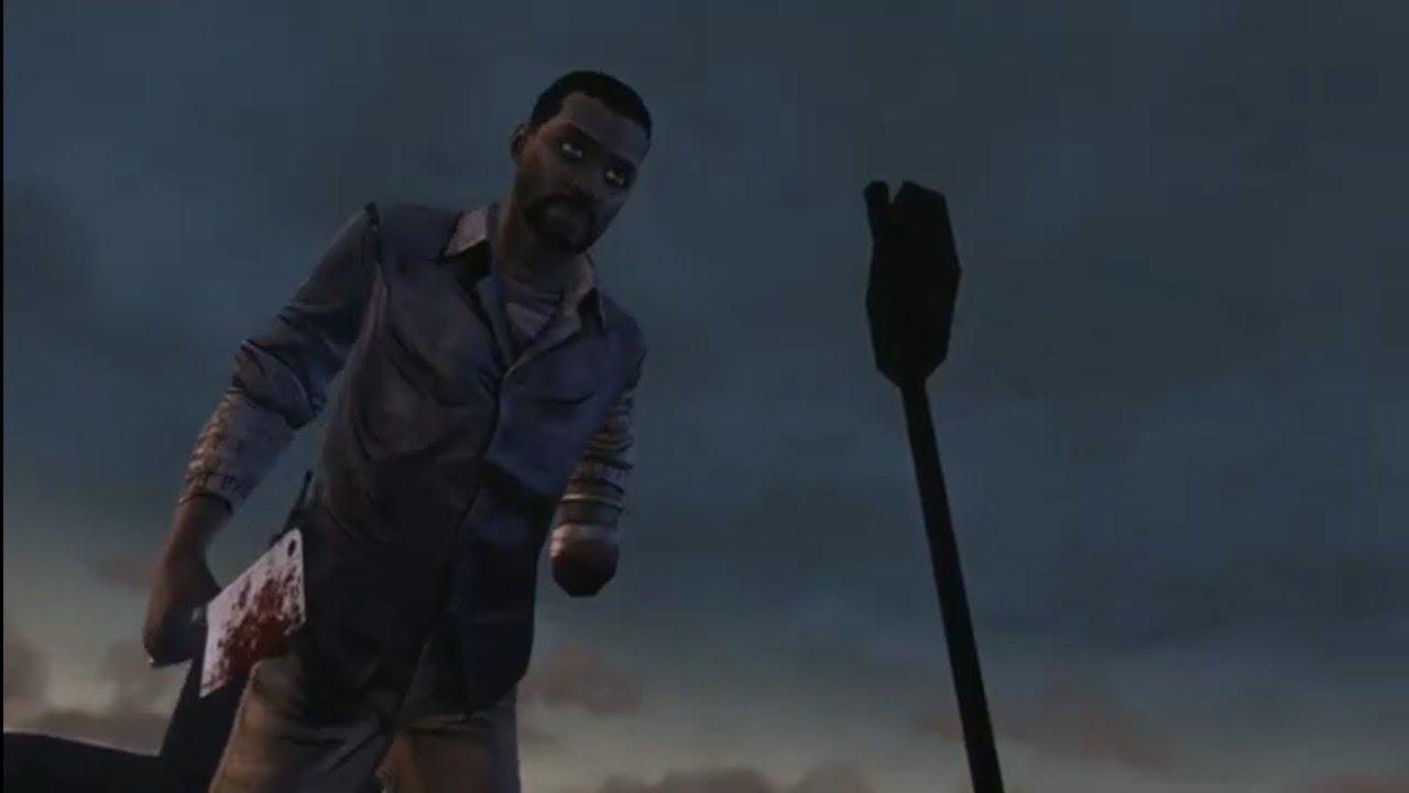 The Walking Dead Lee Chops Through Zombie Horde With A Meat Cleaver ...