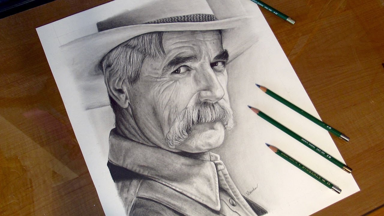 Pencil Portrait Drawing of Sam Elliott - YouTube