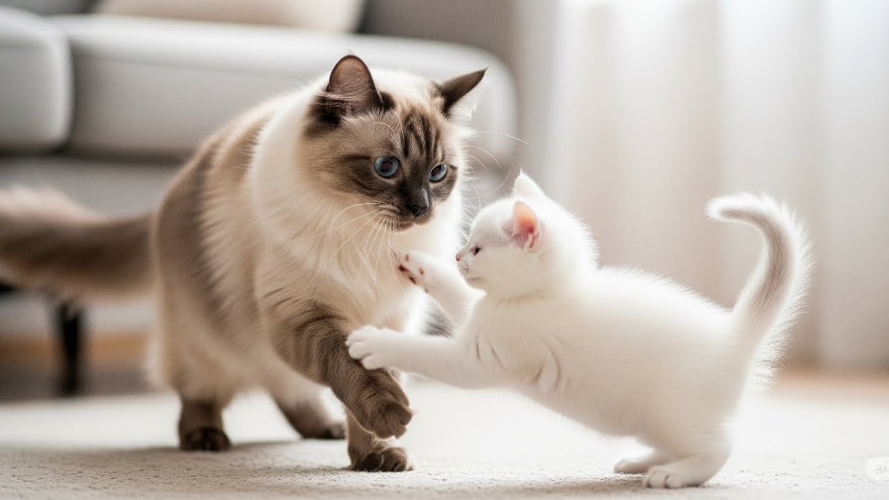 The Fun of 2 White Cats Playing (Adorable) - YouTube