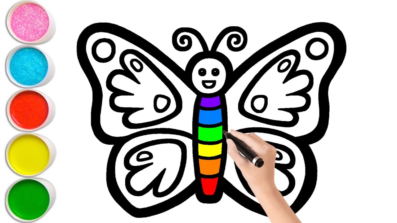 How to draw Cute Rainbow Butterfly 🦋 for Kids | Butterfly Drawing ...