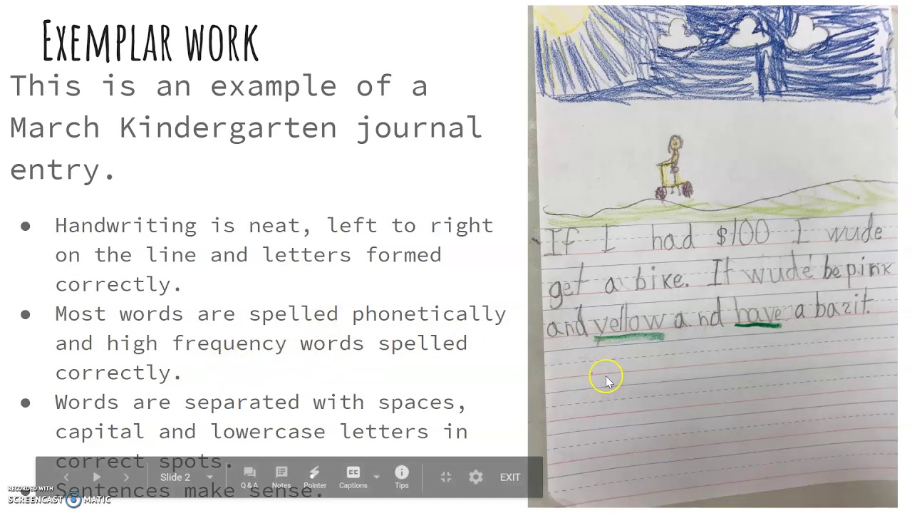 Exemplar Writing Sample Kindergarten March YouTube Exemplar Writing Sample Kindergarten March YouTube