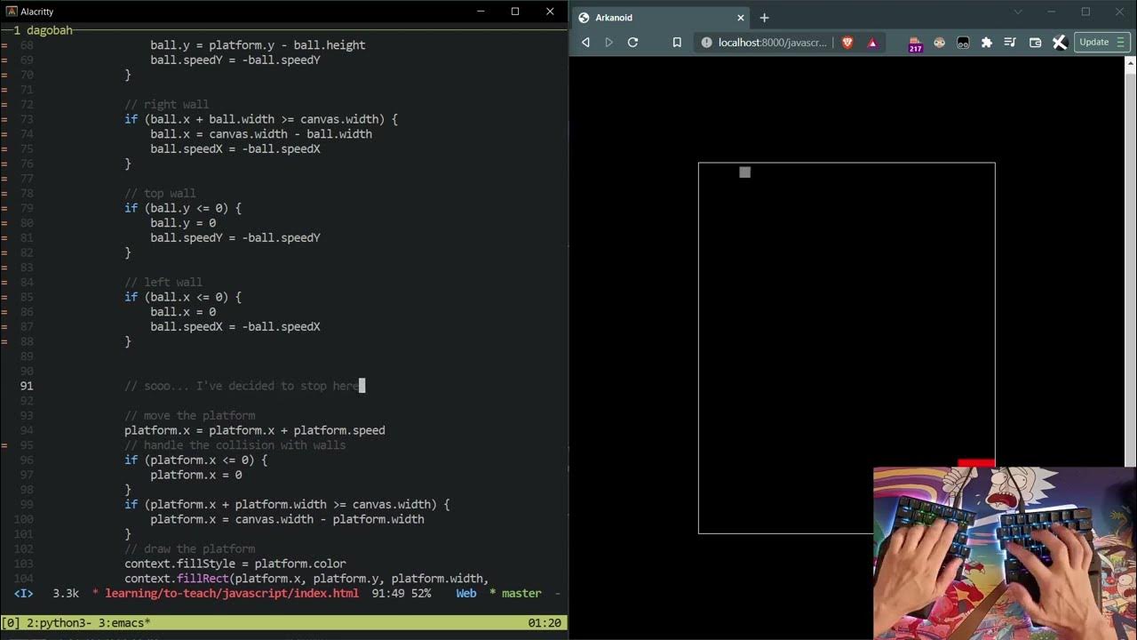 Writing Arkanoid in JavaScript, HTML, and CSS - Part 2 - No talking - YouTube