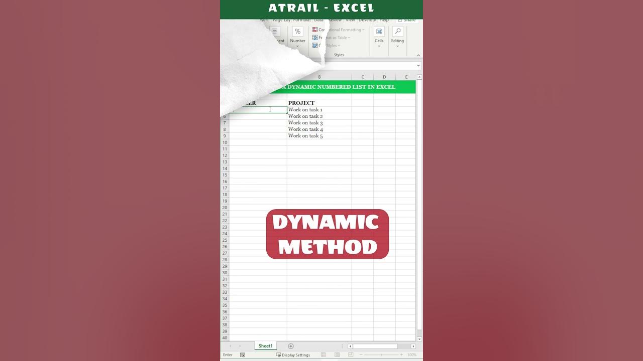 How to create a Dynamic Numbered Lists in Excel - YouTube