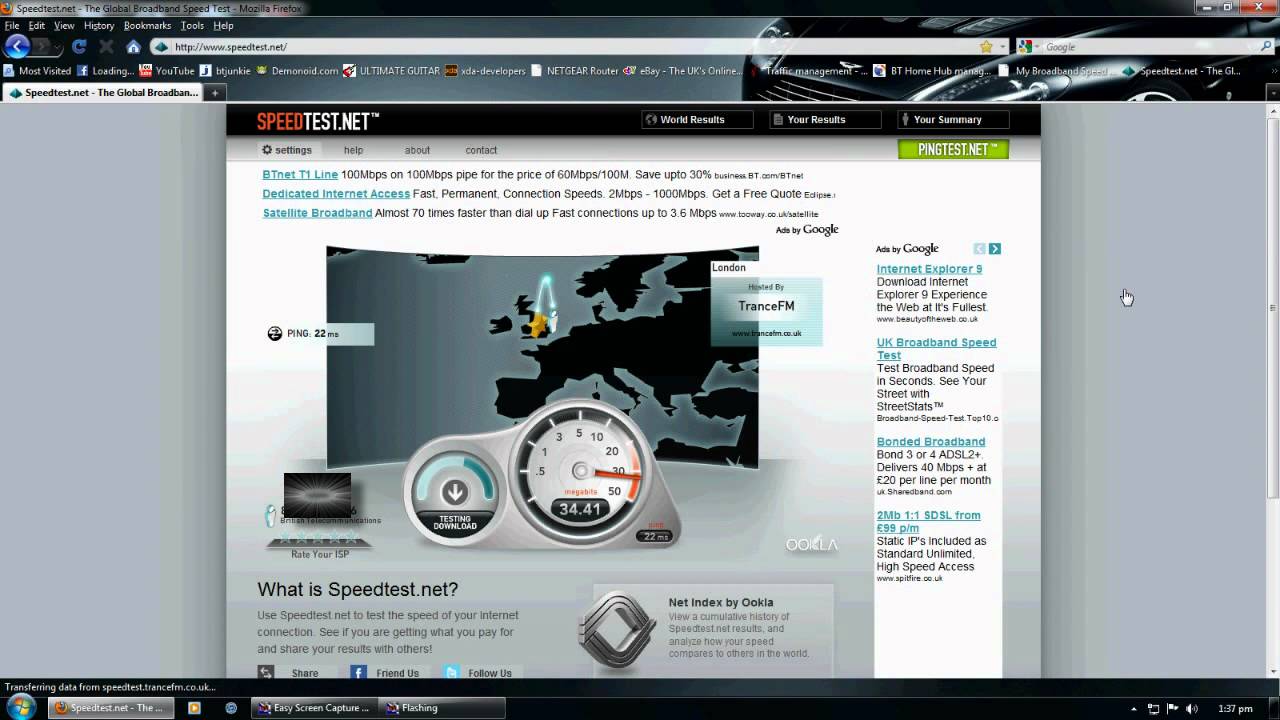 BT Infinity speed test (speedtest.net) - YouTube