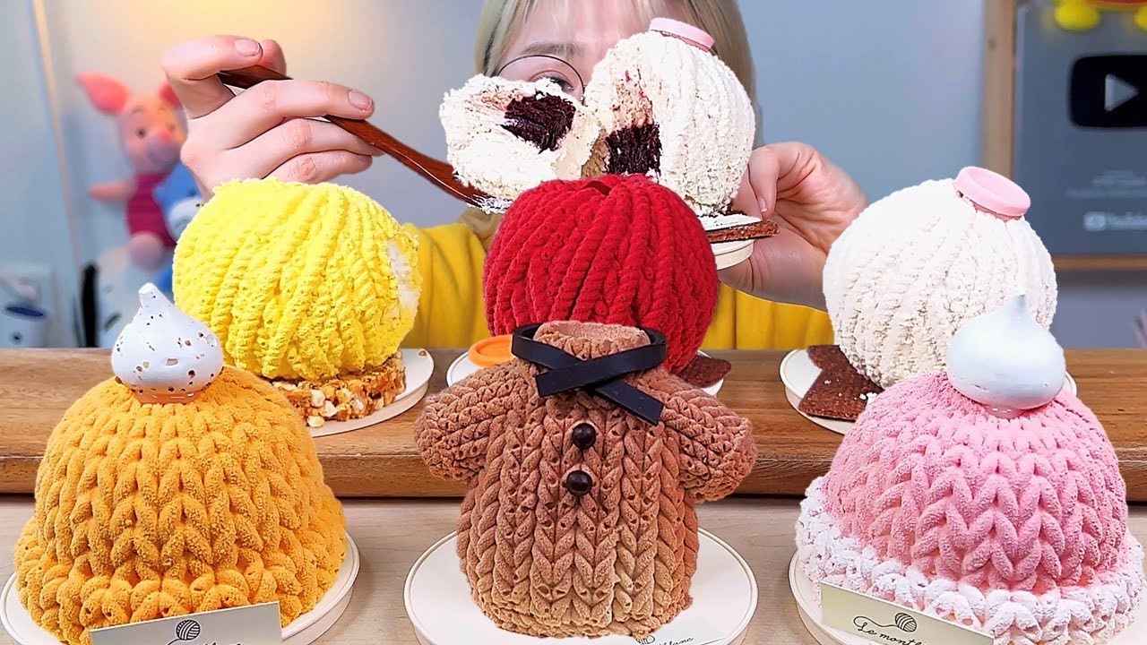털실케이크🧶 디저트 먹방 Dessert Mukbang | Wool Cake | 毛糸ケーキ - YouTube