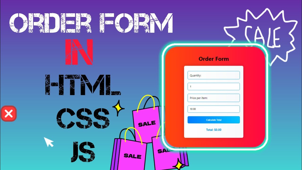 Create A Modern And Colorful Order Form Html Css Javascript 0380