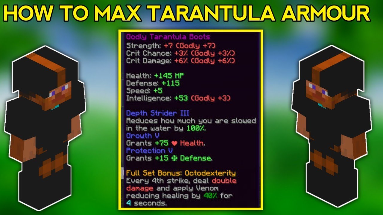 max tarantula armour in fakepixel | tarantula armour increase damage in fakepixel money trick ...