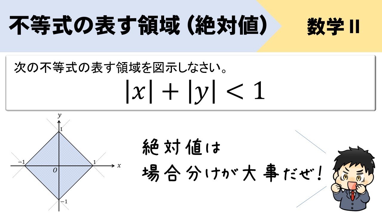 絶対値を含む不等式の表す領域の図示をイチから解説! Youtube