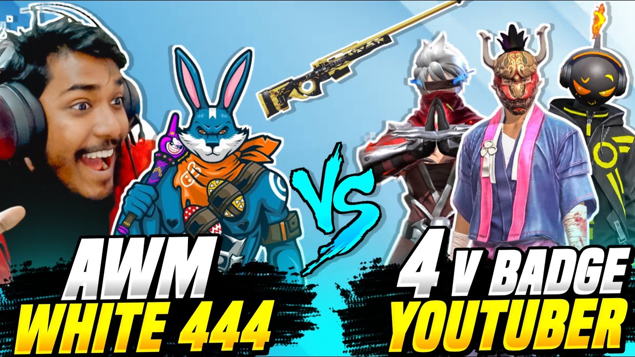 White444 নাকি B2k 🥵 একাই 4 টা V Badge ইউটিবার কে AWM দিয়ে 1 VS 4 ...