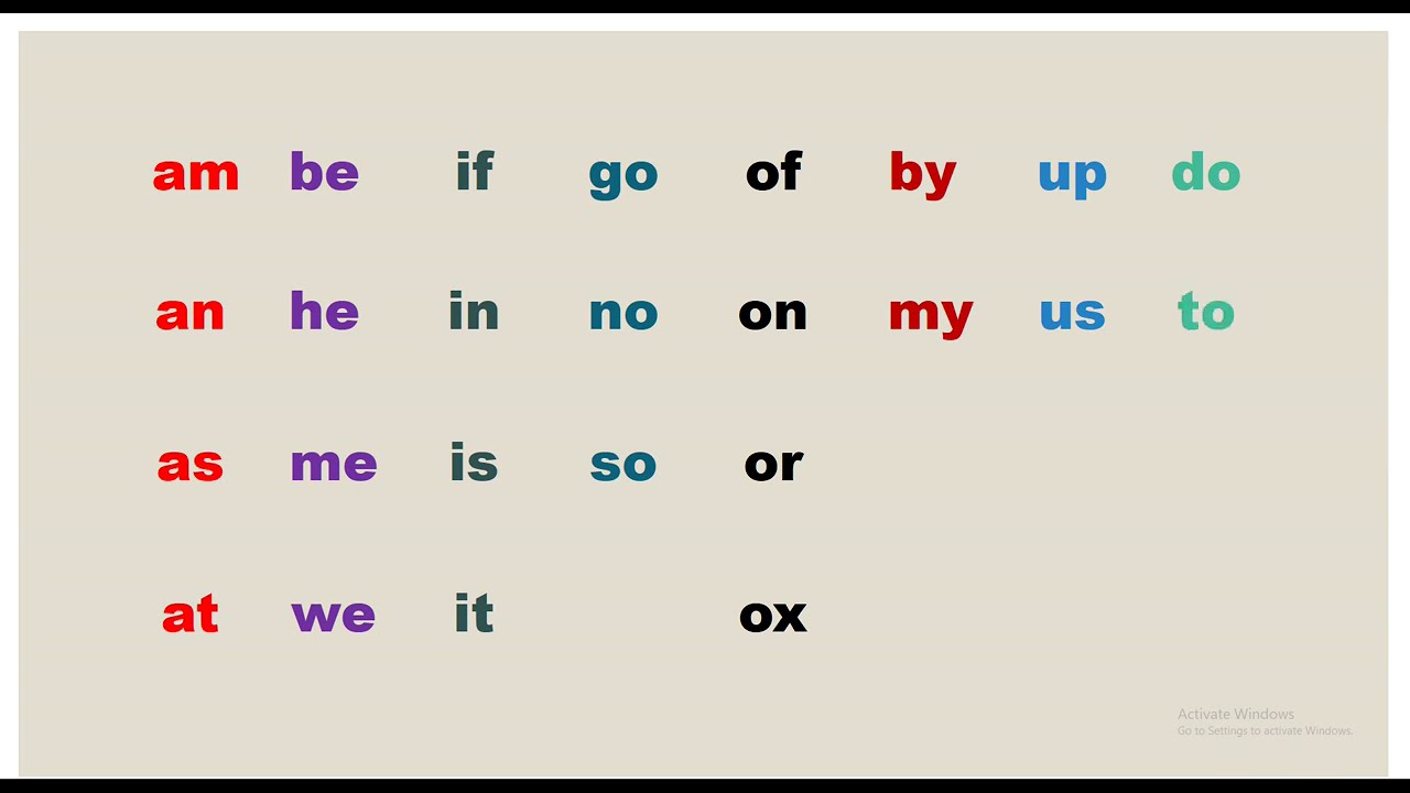 TWO LETTER WORDS INDIAN ENGLISH EARLY LEARNING PRIMARY STUDENTS