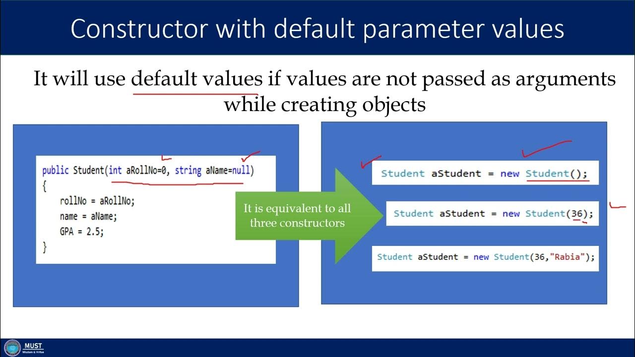 OOP Lecture 13-3:Constructor with default parameter values - YouTube