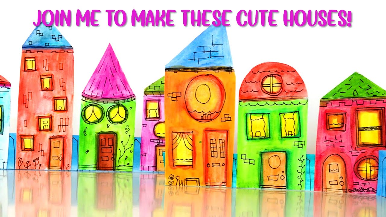 Tutorial - Join me in making these cute colorful houses! - YouTube