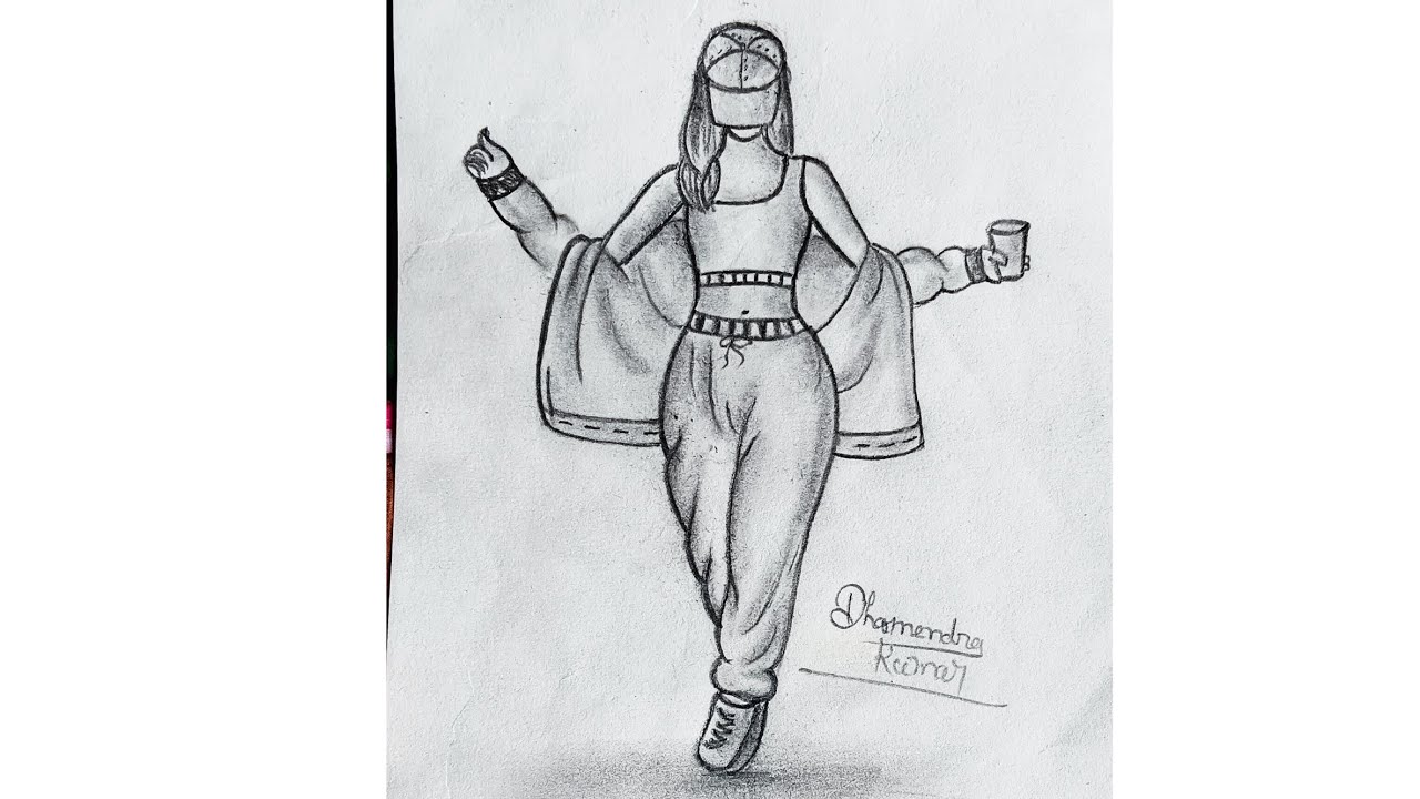 How to draw a fashion attitude girl drawing easy #art #trending - YouTube
