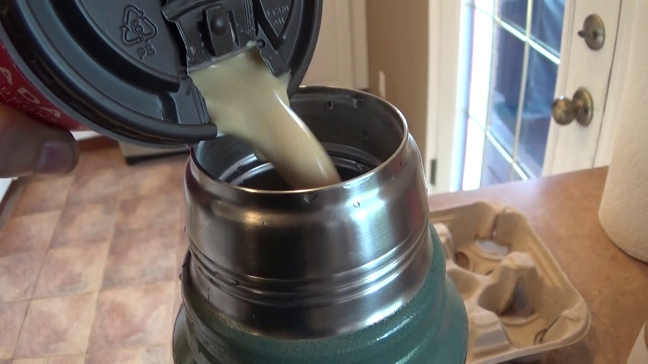 put coffee in my stanley steel green thermos made in china b 2017 - YouTube