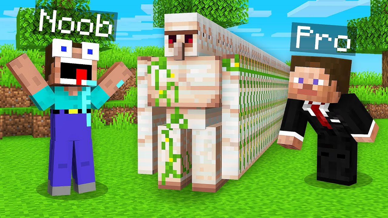Noob and Pro Spawn a LONGEST GOLEM in Minecraft - YouTube
