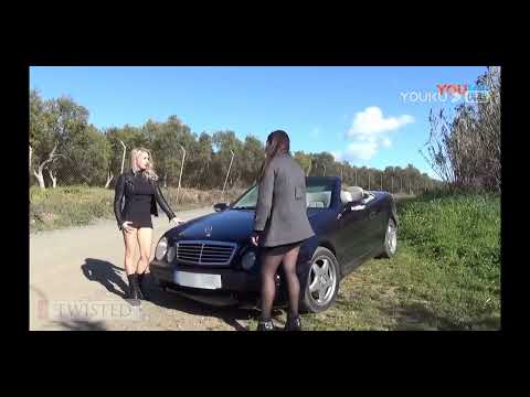 Two beauty cranking a old benz
