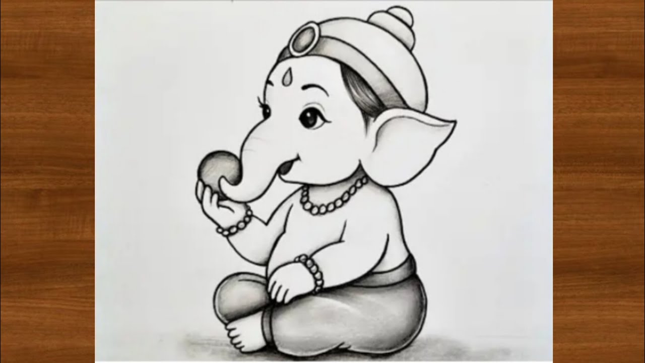 How to Draw Ganapti Bappa Ganesh eating Modak | Ganesh Chaturthi ...