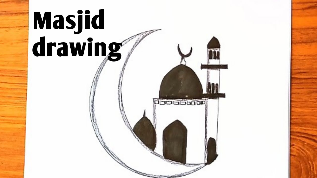 how to draw mosque easy | mosque drawing | how to draw masjid | masjid ...