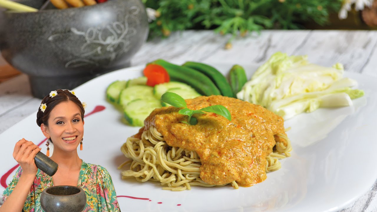 Rotes Thai Curry mit Spaghetti ขนมจีน Kanom Jean THAIPASTA - YouTube