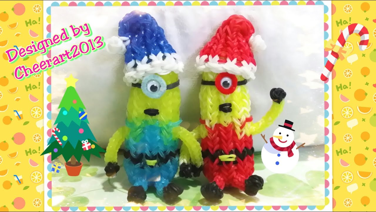 Diy loom bands Christmas / Holiday ornament rainbow loom tutorial彩虹橡筋編織 ...