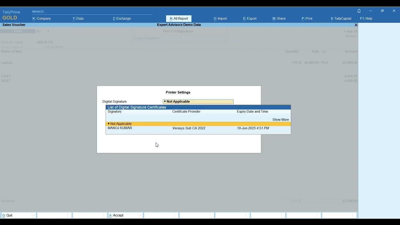 How to Add a Digital Signature in Tally Prime | Step-by-Step Guide ...
