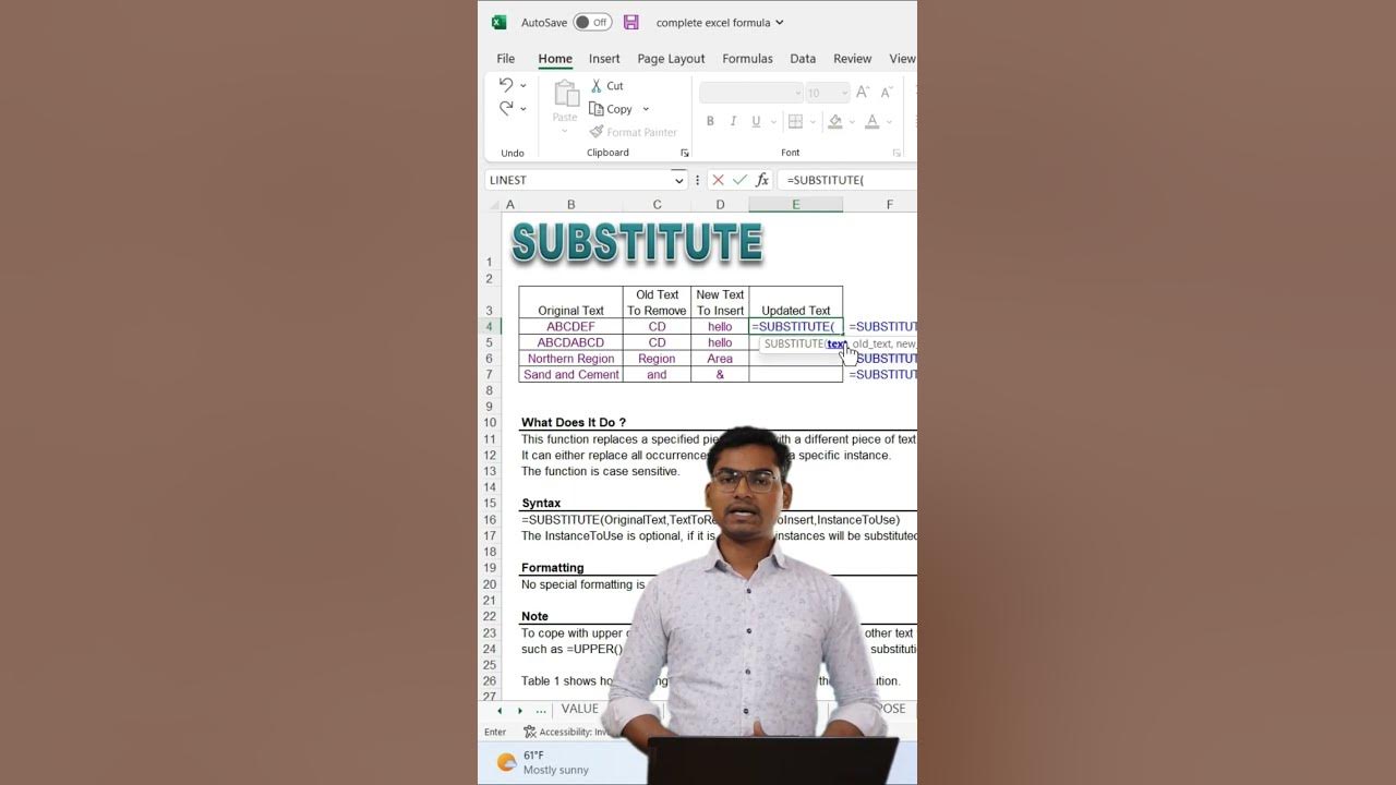 Substitute Formula In Excel YouTube substitute-formula-in-excel-youtube