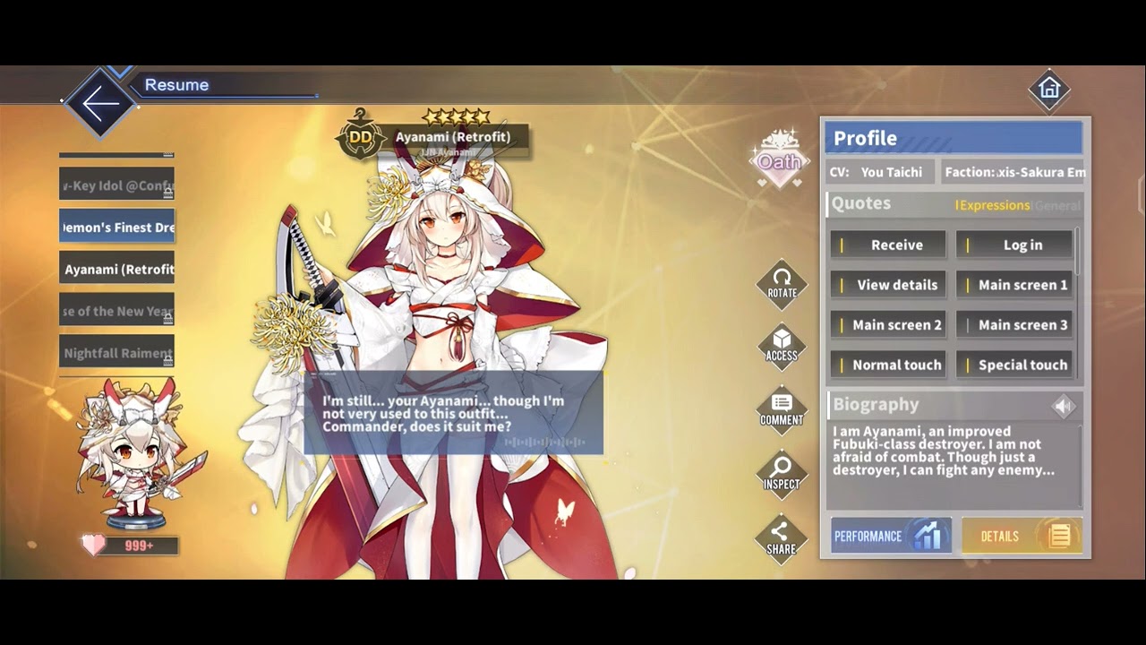 Azur lane Ayanami Retrofit/Oath voice-line - YouTube