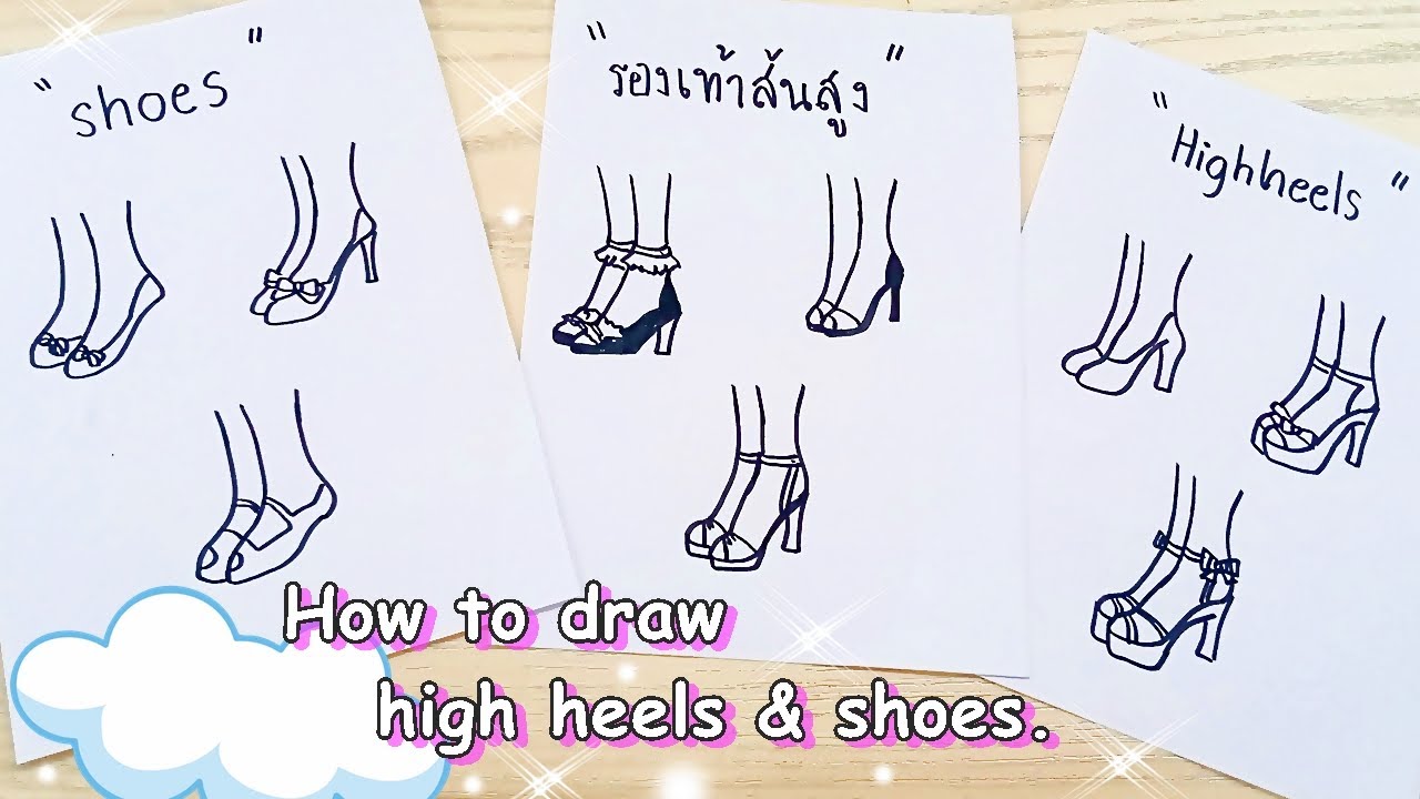 How to draw cute shoes and high heels. Easy drawing 2023. Angela art ...