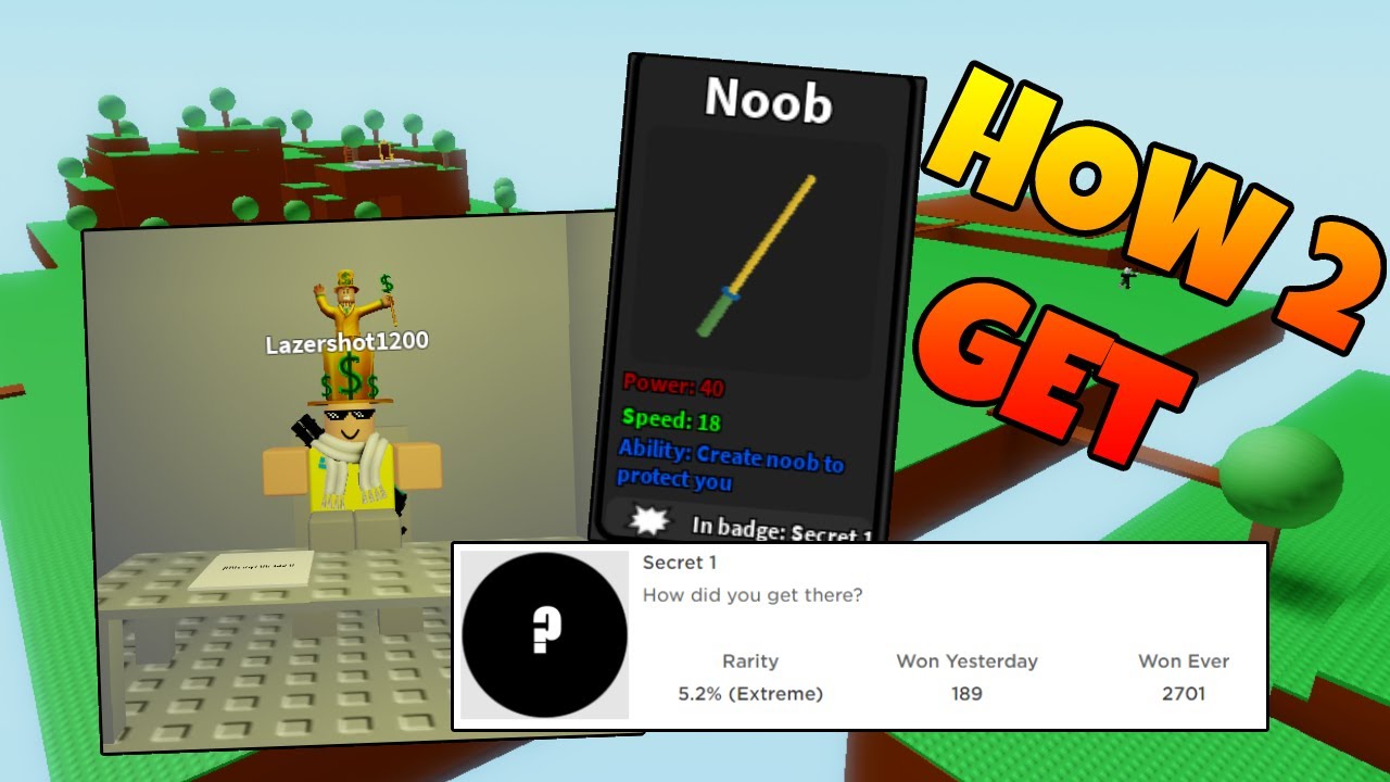 Stick Battles | How to Get Secret 1 Badge and NOOB STICK + SHOWCASE ...