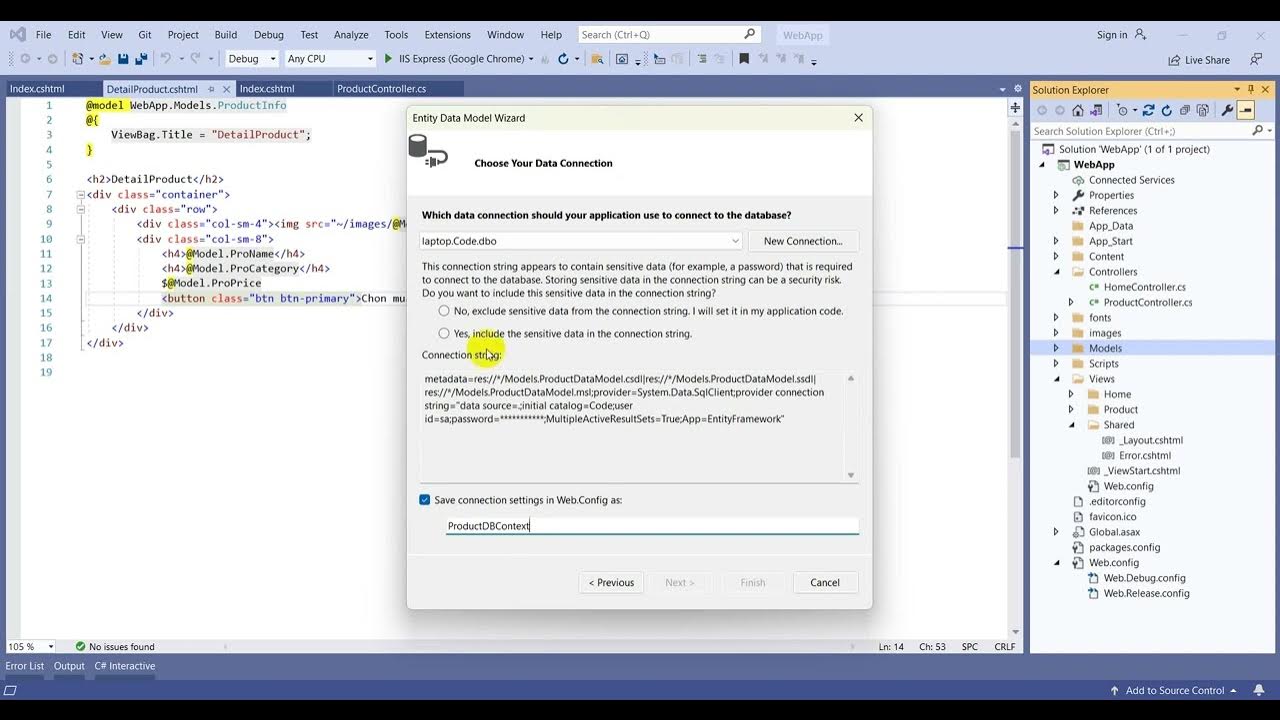 Connect database to ASP.NET MVC - YouTube
