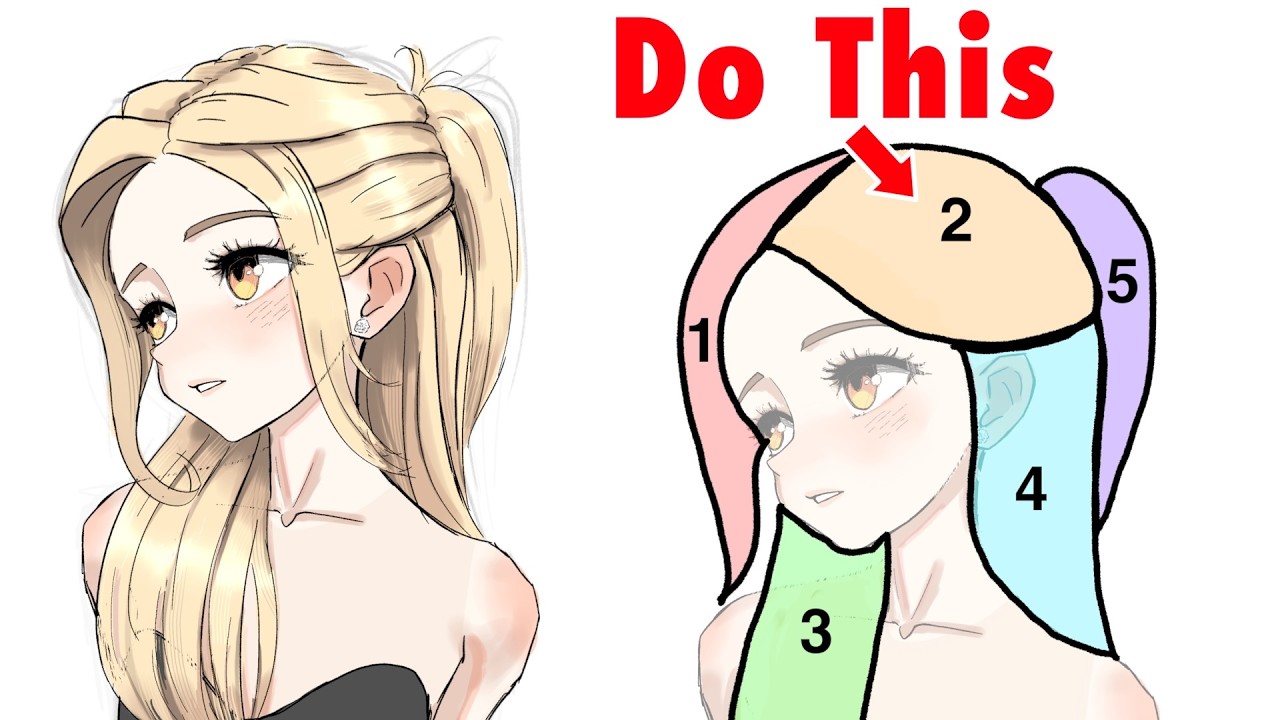 Dumb Hair Drawing Trick for Beginners | Beginner Anime Art Tutorial for ...