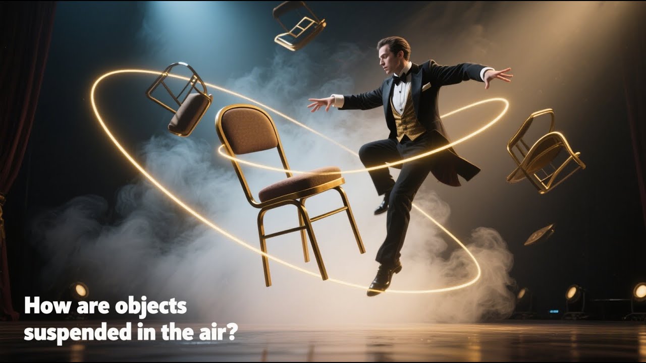 Suspension magic.How are objects suspended in the air? High difficulty ...