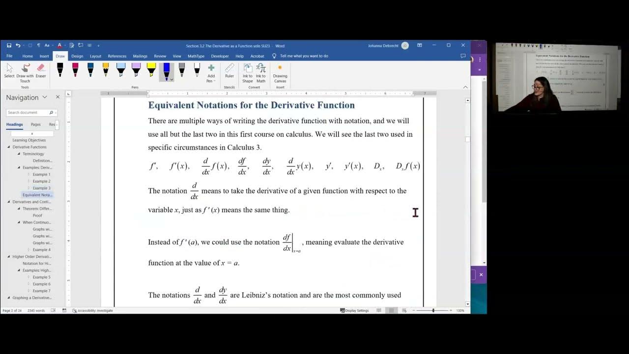 OpenStax 3.2 The Derivative as a Function Part 1 - YouTube