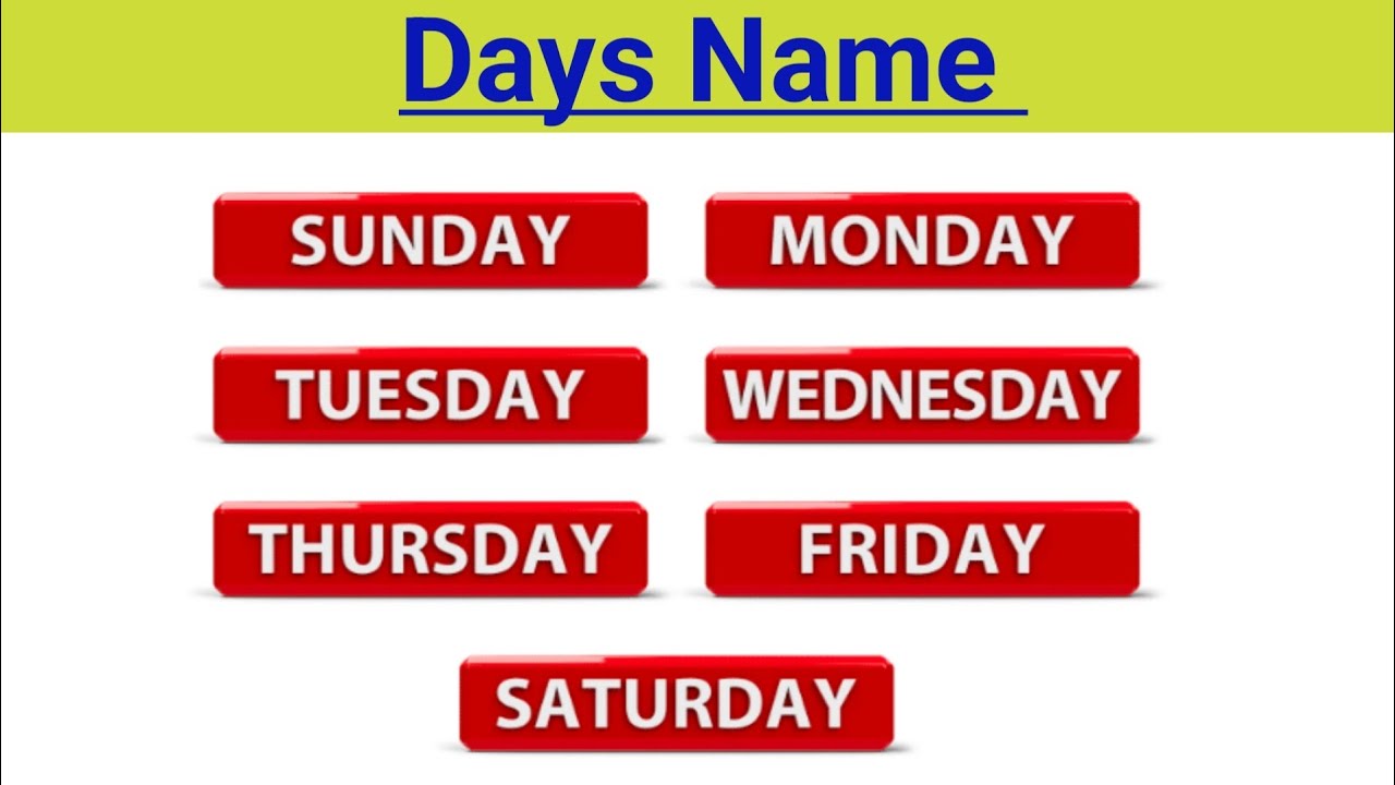 Days Name |Sunday Monday |दिनों के नाम | week name | Days of the week ...