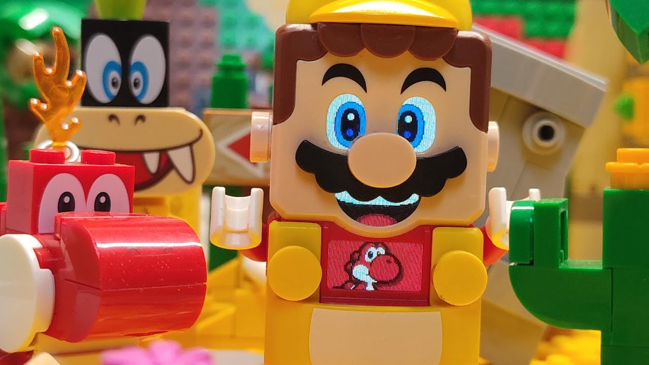 LEGO Mario Cat Power UP desert Island Level MOC + Red Yoshy 6 Iggy ...