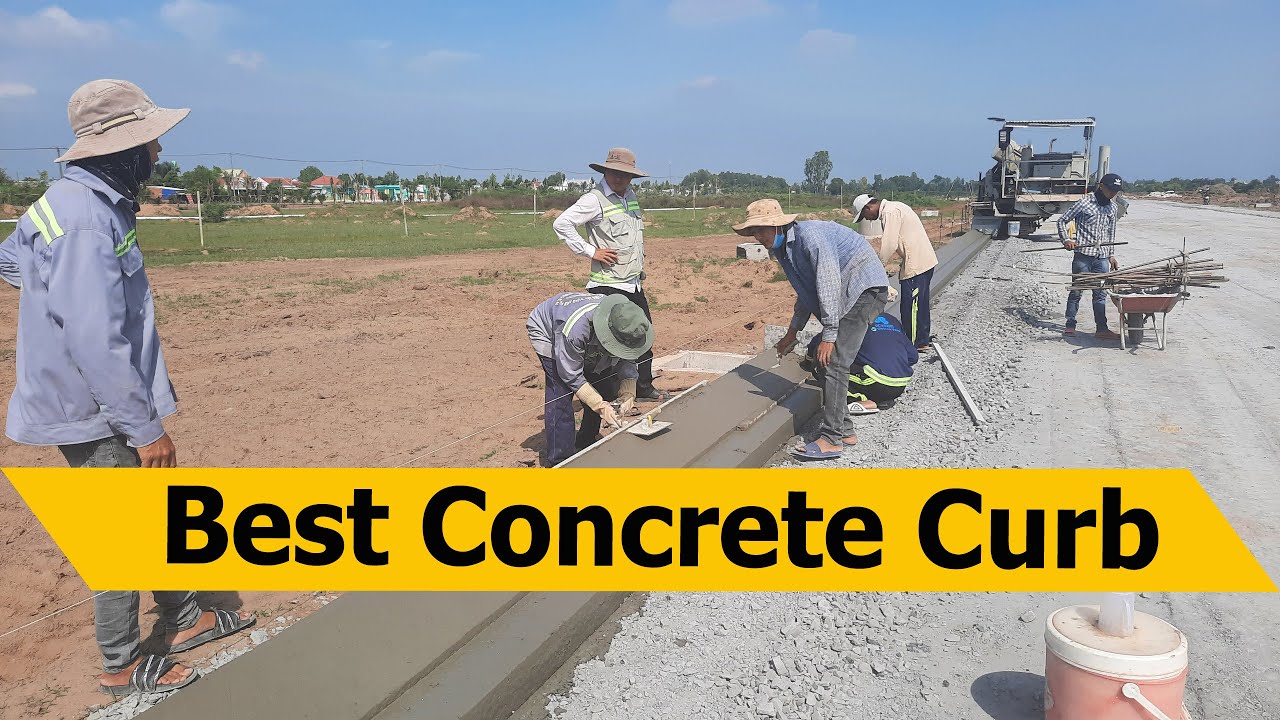 How to Make a Concrete Curb by Machine | Đổ bê tông bó vỉa bằng máy ...