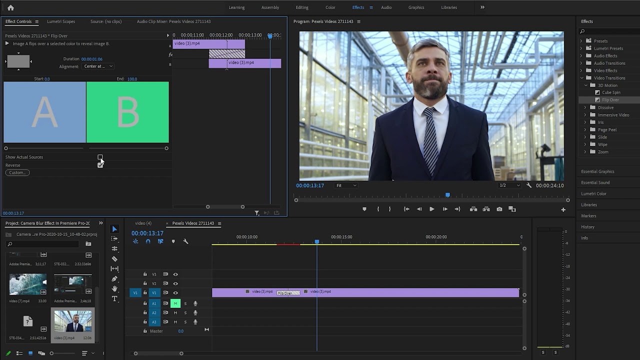 Flip Over Transition In Premiere Pro - YouTube