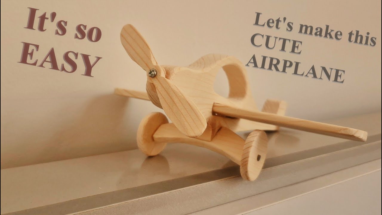 Making a cute wooden Airplane with very simple tools, Relaxing wood ...