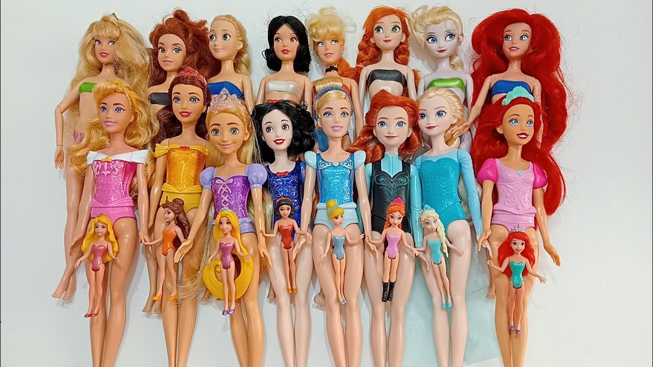 ASMR Most Popular Disney Princess Dolls lots of colorful rainbow ...