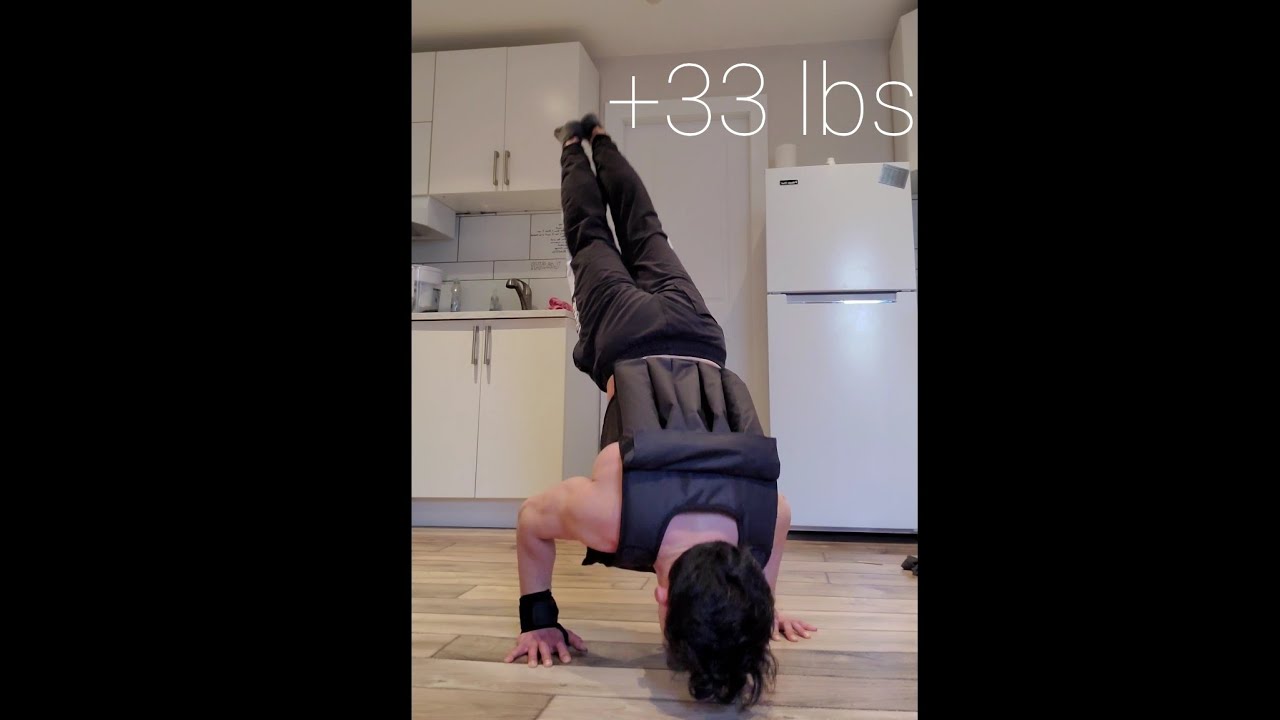 WEIGHTED Handstand Push Ups - 33 lbs for 4 Reps - YouTube