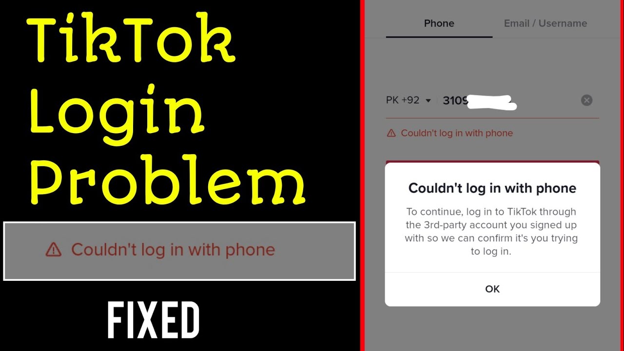 TikTok login problem - Couldn't log in With Phone - Fixed - YouTube