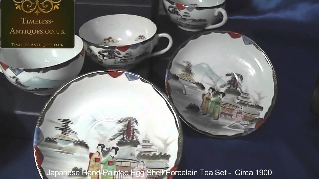 japanese hand painted egg shell porcelain tea set 12 3 16 - YouTube