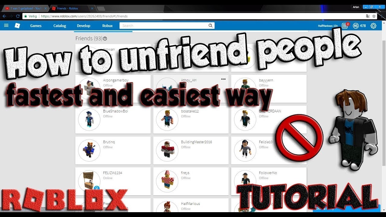 How to unfriend people FAST on Roblox FASTEST & EASIEST WAY - YouTube