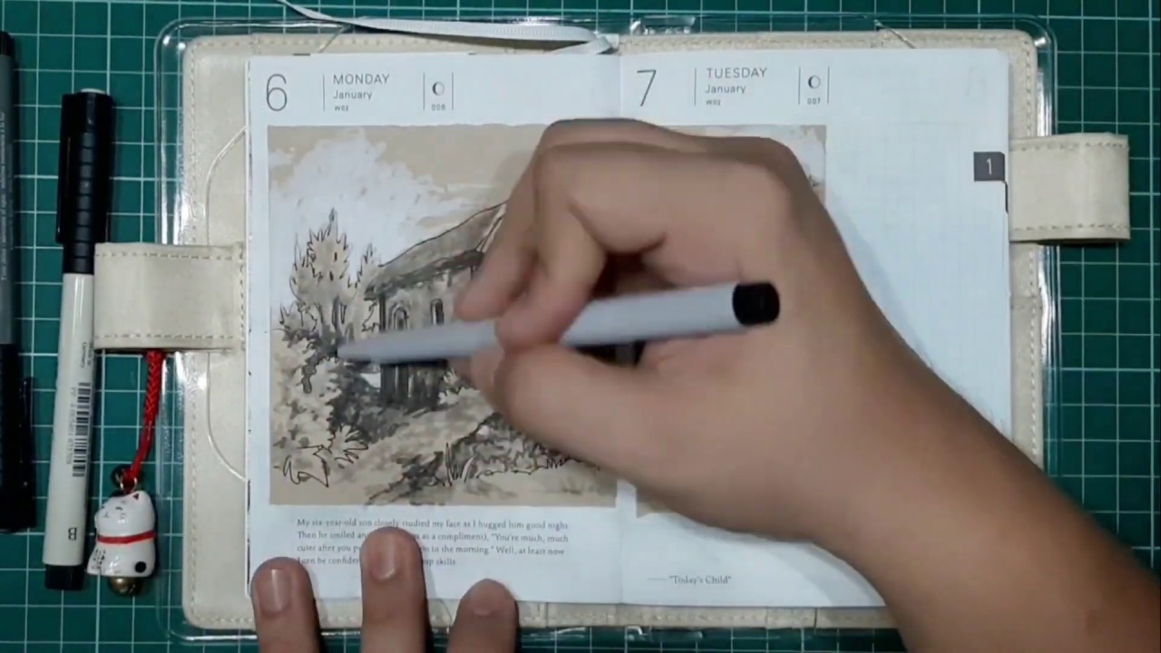 Art Journal Sketching using Faber-Castell Pitt Artist Pens! - YouTube